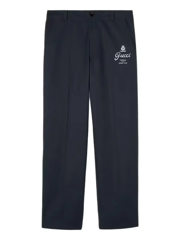 Gucci Firenze Since 1921 Print Cotton Mini Belt Loop Ski Pants With Pockets - Blu