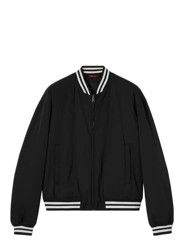 Gucci Technical Nylon Twill Padded Jacket With Striped Rib Trim - Nero