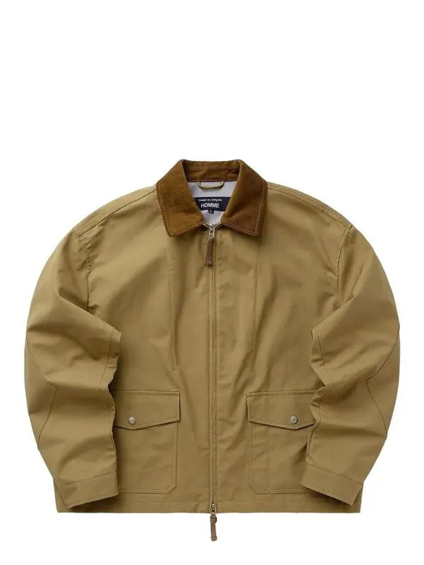 Comme Des Garçons Zip-up Jacket With Corduroy Collar - Beige