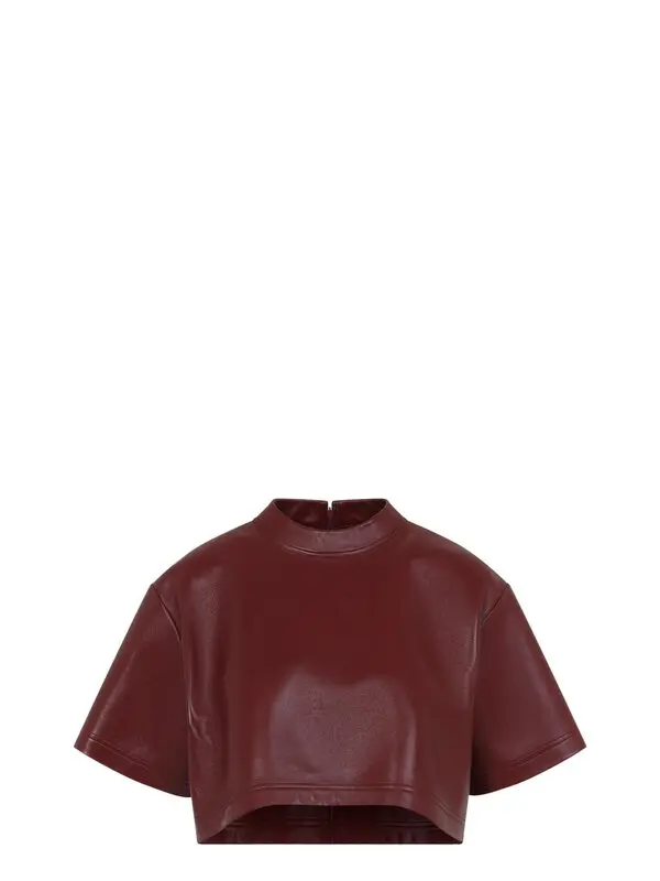 Balenciaga Cropped Leather Top - Red