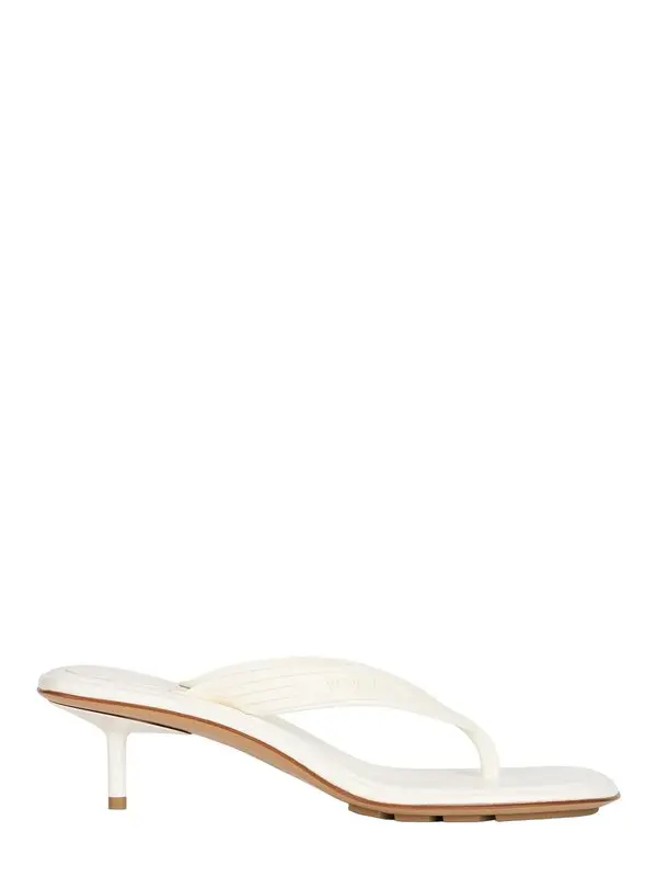 Bottega Veneta Sampieri Leather Kitten Heel Sandals - White