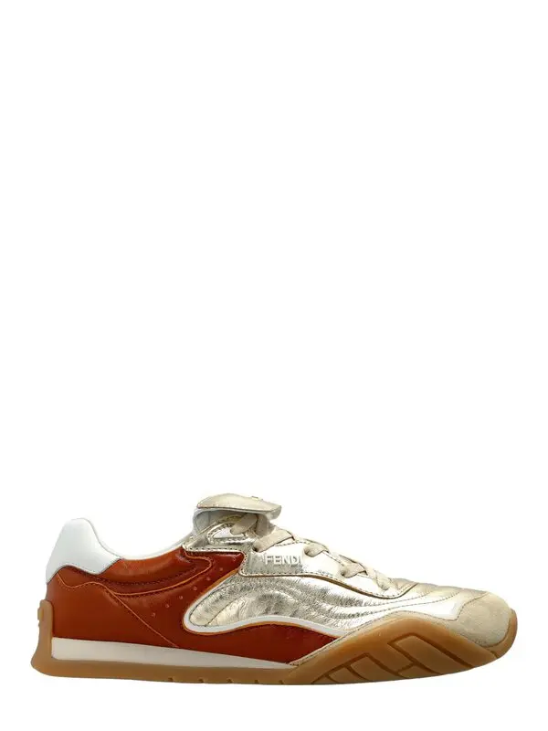 Fendi Suede And Leather Lace-up Sneakers - Oro