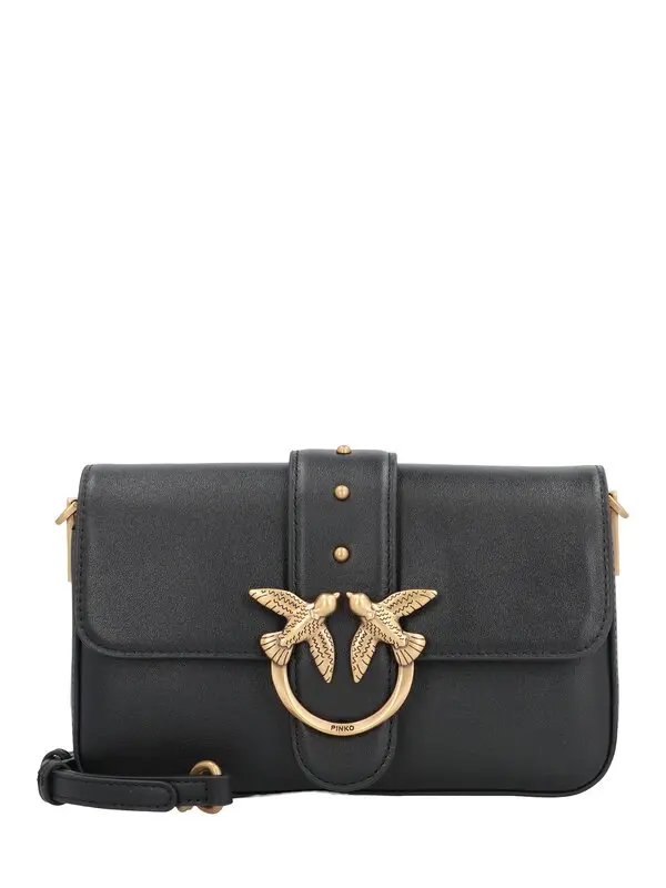 Pinko Love One Mini Slouchy Leather Shoulder Handbag - Black