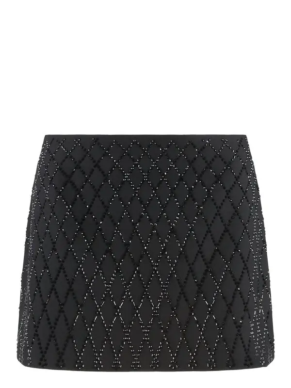 Pinko Rhinestone Embellished Mini Skirt - Black
