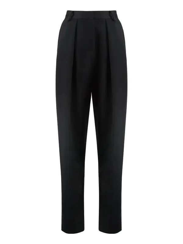 Magda Butrym Wool Trousers With Wide-front Pleats - Black