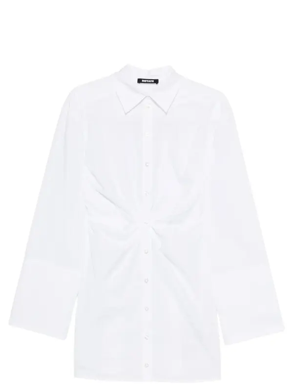 ROTATE BY BIRGER CHRISTENSEN Gathered Button-front Shirt Dress With Cuff Detail - Bianco