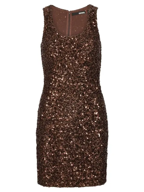 ROTATE BY BIRGER CHRISTENSEN Sleeveless Sequined Mini Dress - Marrone
