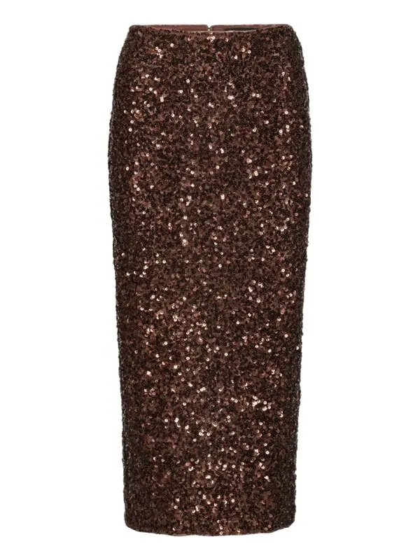 ROTATE BY BIRGER CHRISTENSEN Sequined Midi Pencil Skirt - Marrone
