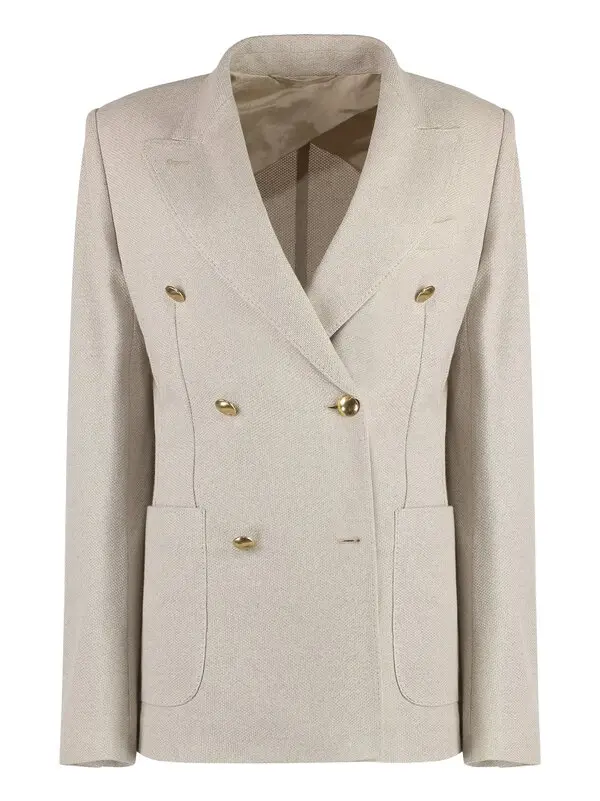 Max Mara Vanadio Cotton Double-breasted Blazer - Ecru