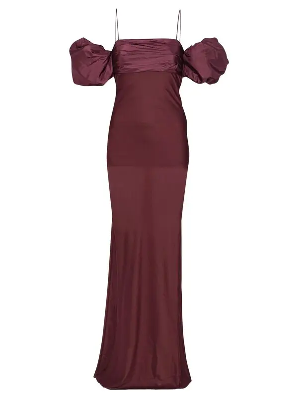 ROTATE BY BIRGER CHRISTENSEN Long Dress With Removable Puff Sleeves - Rosso