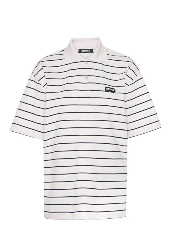 ROTATE BY BIRGER CHRISTENSEN Oversized Striped Polo Shirt With Logo Patch - Rosa