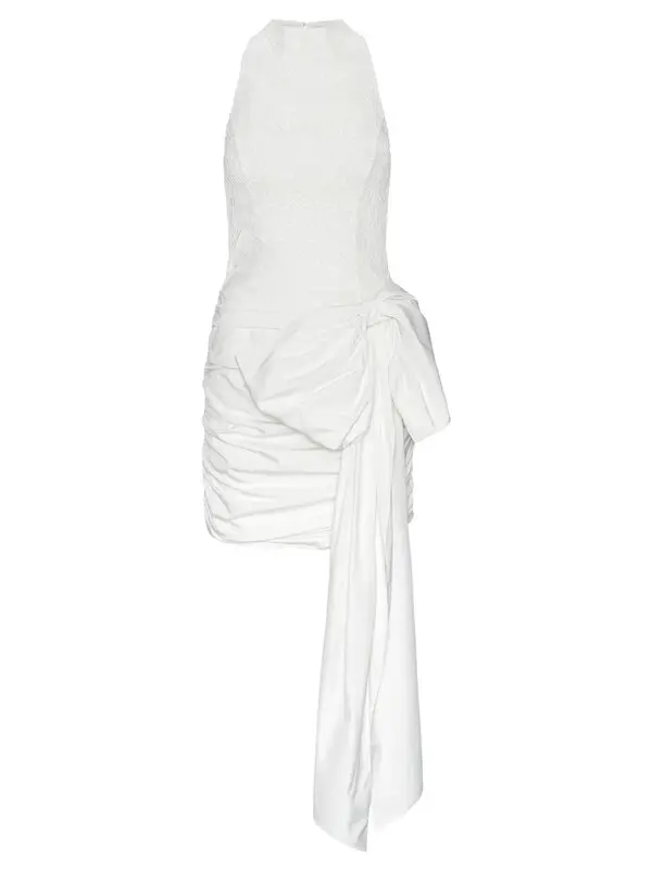 ROTATE BY BIRGER CHRISTENSEN Lace Mini Dress With Bow Detail - Bianco
