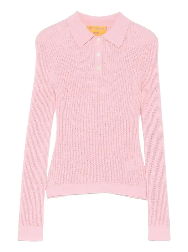 Guest In Residence Honeycomb Knit Polo Sweater - Rosa