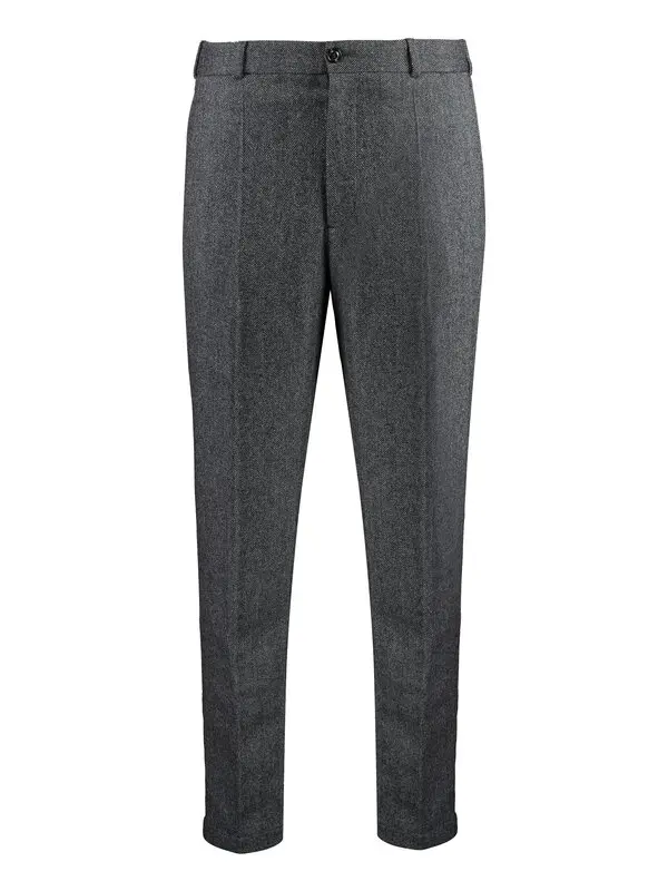 Moncler Tailored Herringbone Tweed Wool-blend Trousers - Black