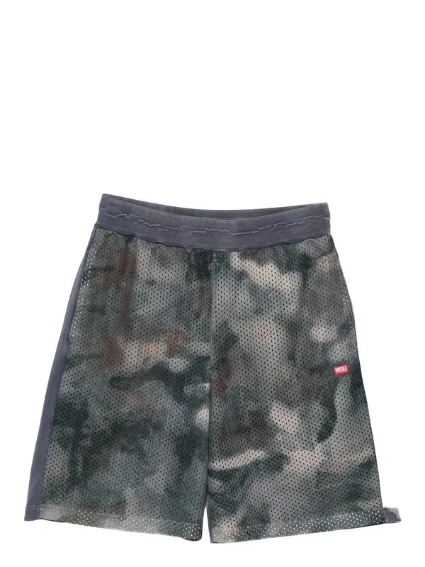 DIESEL® Camouflage Print Drawstring Shorts - Grigio