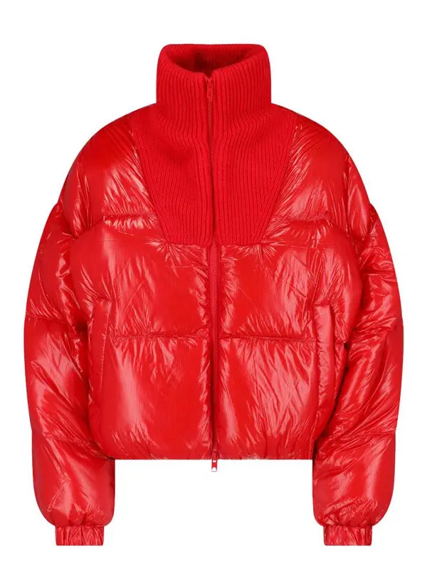DIESEL® Quilted Cropped Puffer Jacket With Stand Collar - Red