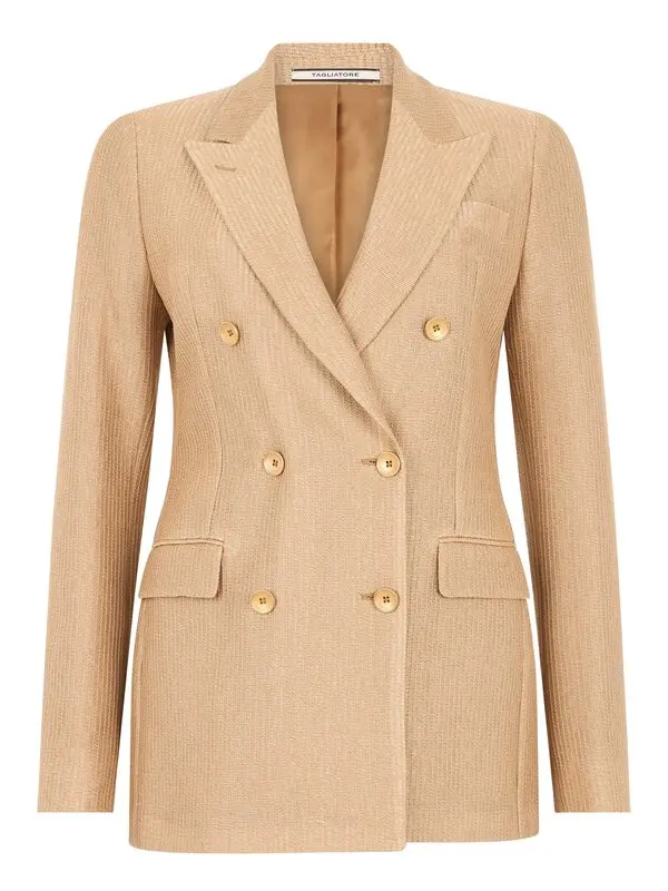0205 TAGLIATORE Double-breasted Cotton Blazer - Beige
