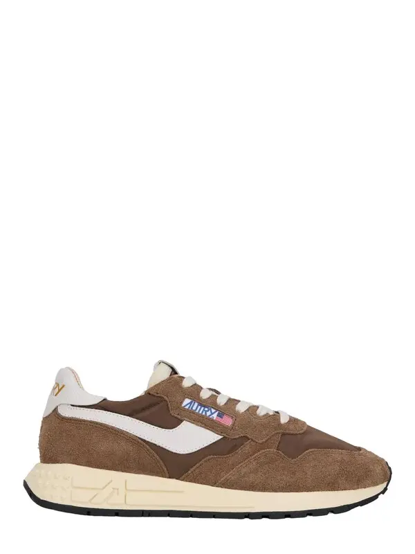 AUTRY Reelwind Low Top Sneakers In Nylon And Crack Leather - Brown