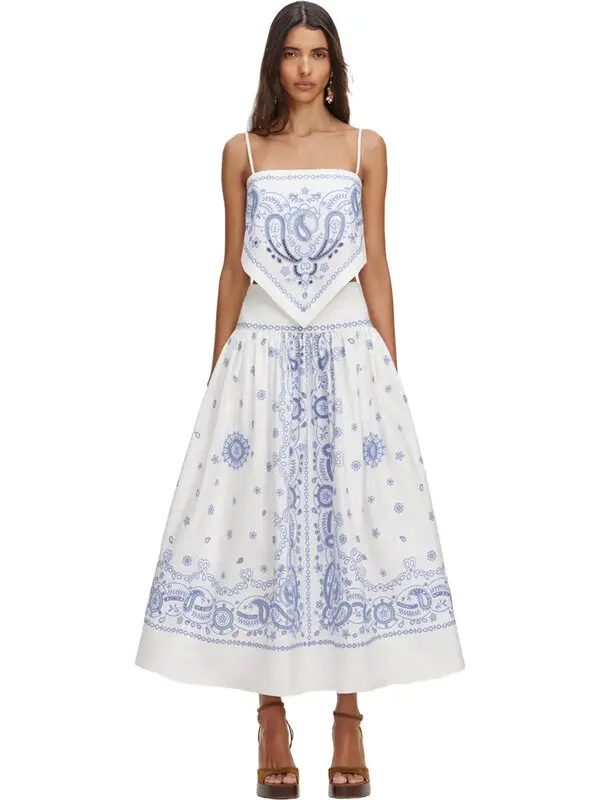 SELF-PORTRAIT Embroidered A-line Mini Skirt - Bianco