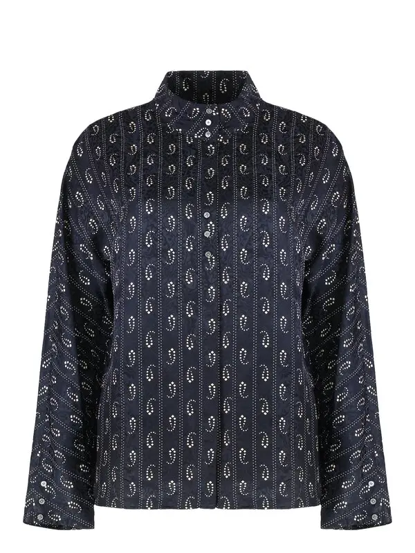 Tory Burch Jacquard Paisley Viscose-silk Blouse - Blue
