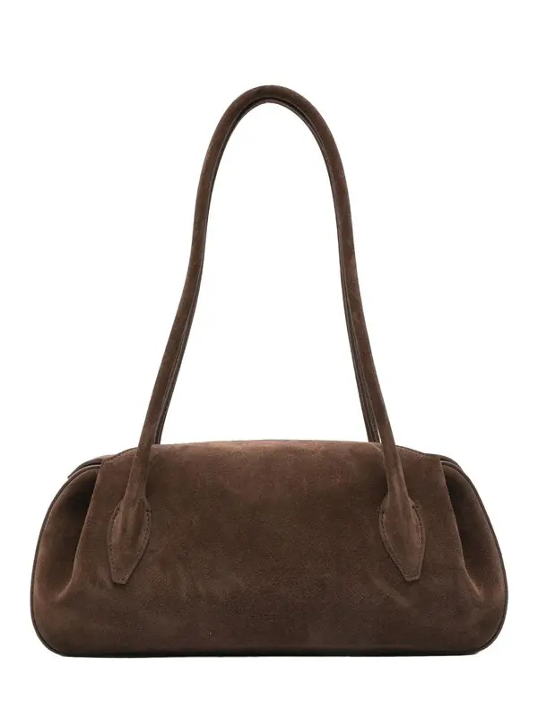 Yuzefi Leather Handle Bag With Magnetic Closure - Marrone