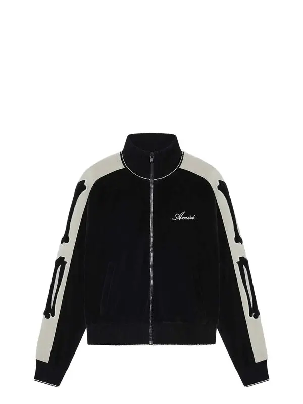 Amiri Bone Detailing Zip-front Sweatshirt With Piping And Side Pockets - Nero