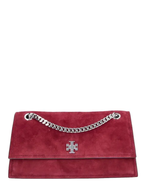 Tory Burch Suede Crossbody Bag With Leather Trim - Red