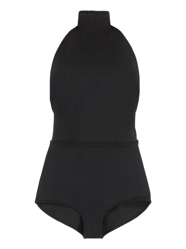 Max Mara Apogeo Stand Collar Knit Bodysuit - Black