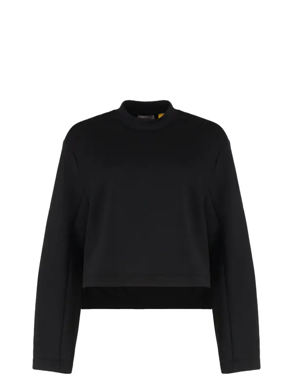 Moncler Techno Fabric Sweatshirt With Logo Patch - Black