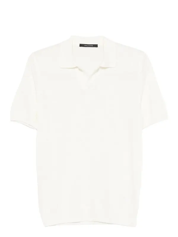 Tagliatore Polo Collar Slit Neckline Short-sleeve Linen-cotton Knit Polo - Bianco
