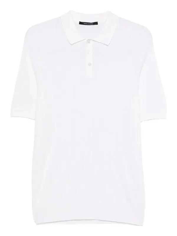 Tagliatore Cable-knit Polo Shirt With Ribbed Trim - Bianco