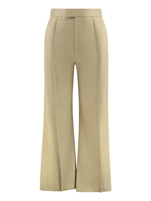 VIVIENNE WESTWOOD Flared Cotton Trousers With Visible Stitching - Beige