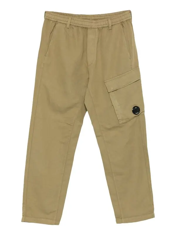 C.P. COMPANY Cotton-linen Cargo Pants With Drawstring Waist - Verde