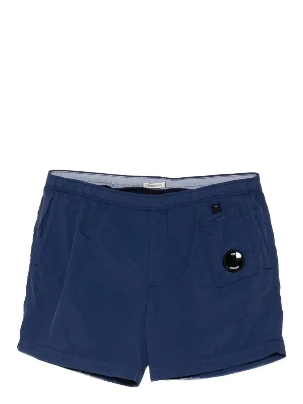 C.P. COMPANY Beach Shorts With Drawstring Waist And Lens Detailing - Blu