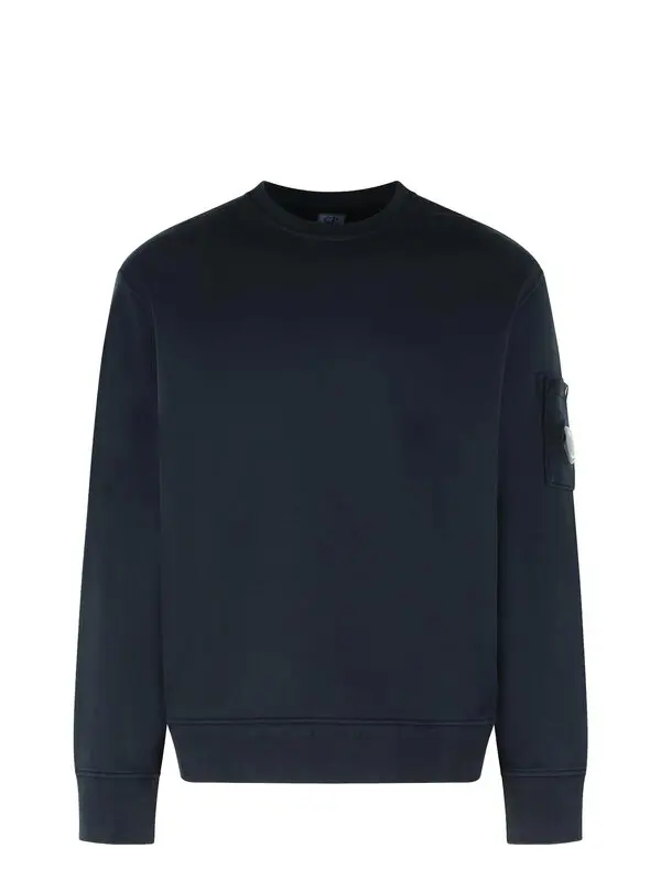 C.P. COMPANY Cotton Crewneck Sweatshirt With Lens Pocket - Blu