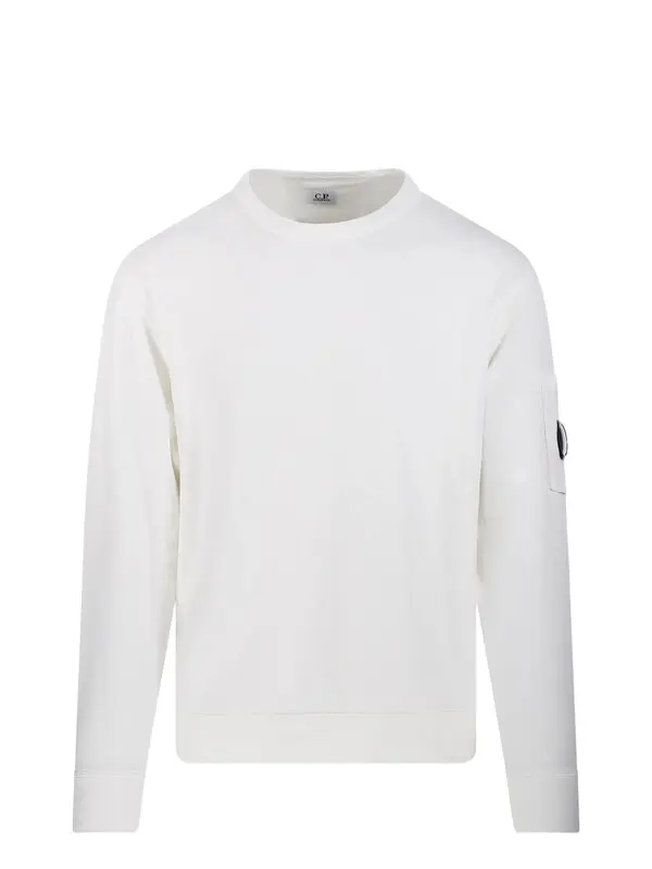 C.P. COMPANY Cotton Crewneck Sweatshirt With Magnifying Pocket - Bianco