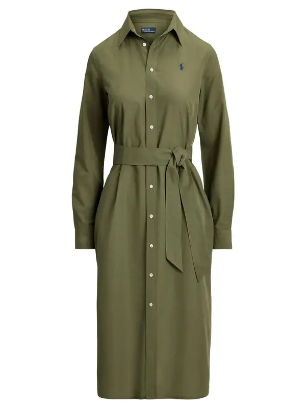 Polo Ralph Lauren Cotton Linen Shirt Dress With Belt - Verde
