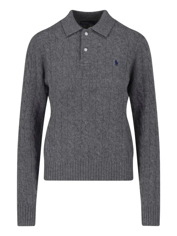 Polo Ralph Lauren V-neck Cable Knit Wool-cashmere Sweater - Grey