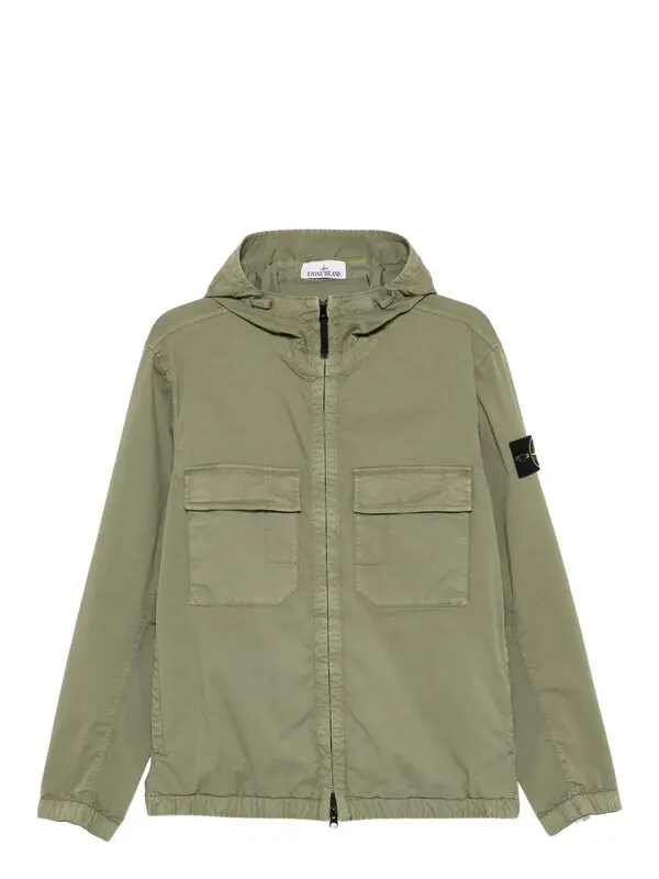 Stone Island Hooded Cotton Jacket With Two-way Zip And Chest Pockets - Verde
