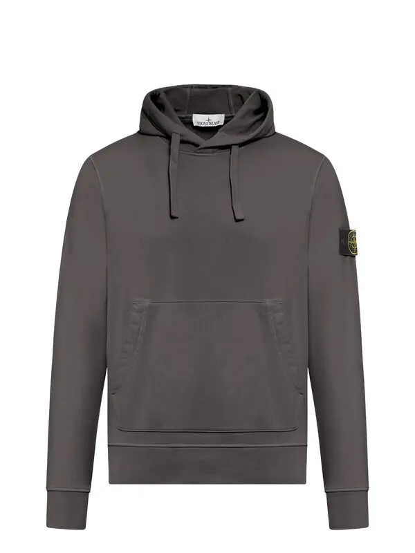 Stone Island Hooded Sweatshirt With Pouch Pocket - Grigio