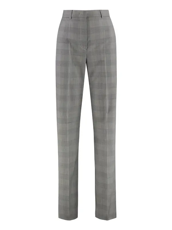 Sportmax Prince Of Wales Check Tailored Virgin Wool Trousers - Black
