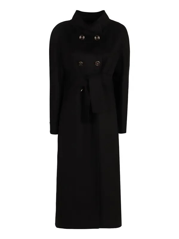 Valentino Garavani Double-breasted Wool And Cashmere Jacket With Logo Button Detailing - Black