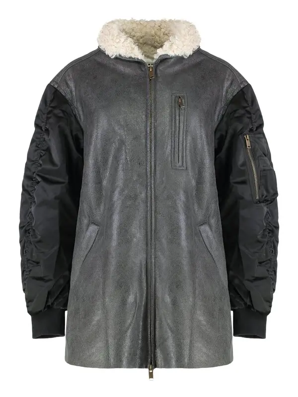 MARANT ETOILE Oversized Evina Zip Jacket With Contrast Collar - Grey