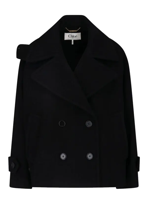 Chloé Double-breasted Wool-blend Jacket With Buffalo Horn Buttons - Black