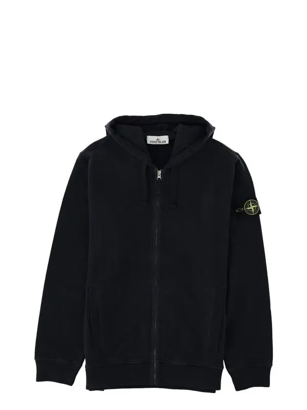 Stone Island Full Zip Cotton Sweatshirt - Blue