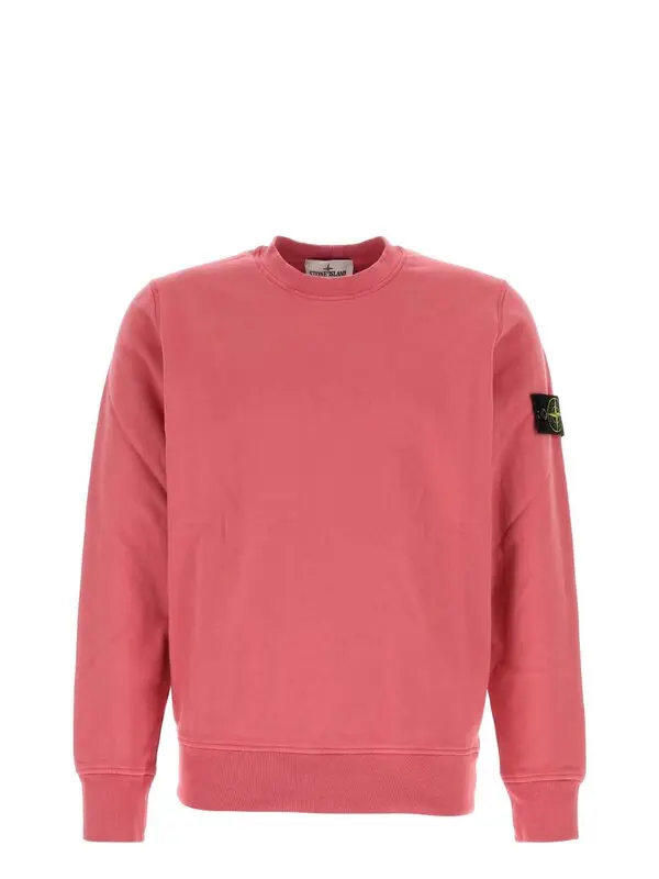 Stone Island Full Zip Cotton Sweatshirt - Pink