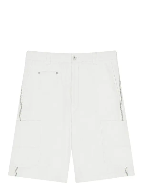Givenchy Cotton Button And Zip Front Shorts With Embroidered Back - Bianco