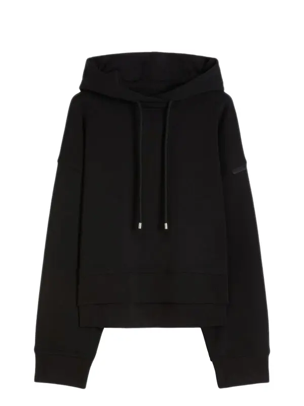 Sportmax Hooded Sweatshirt With Drawstring And Side Slits - Nero
