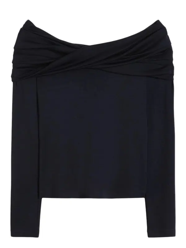 Max Mara Bandeau Wool Top With Glove-style Sleeves - Blu