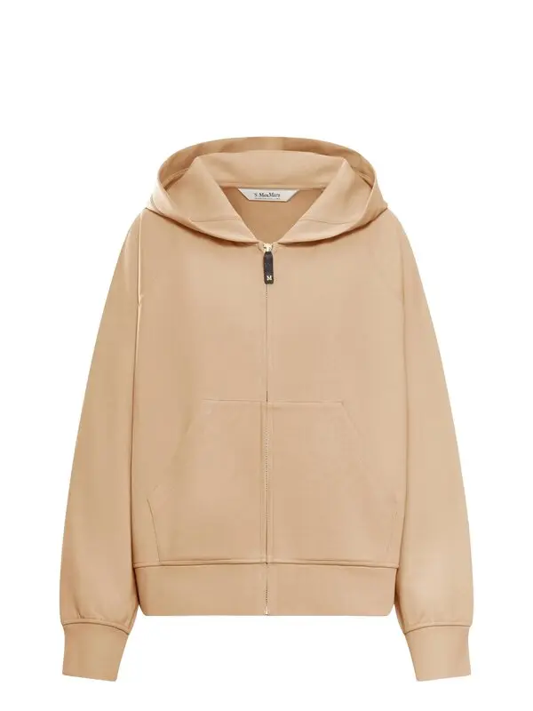 Max Mara Full-zip Hoodie With Embroidered Logo - Marrone